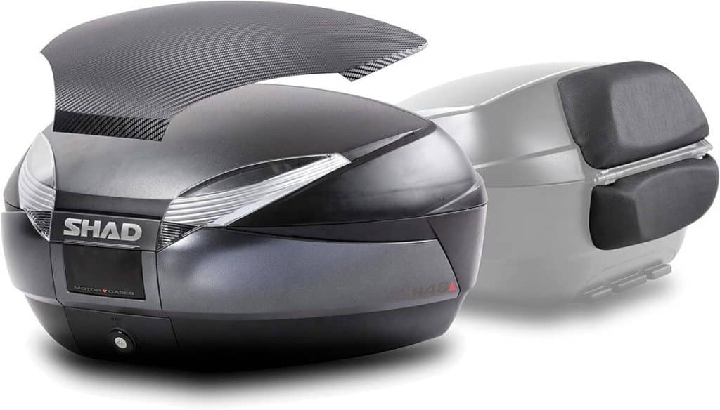 Test du top case SHAD SH48 grey carbon avec dossier